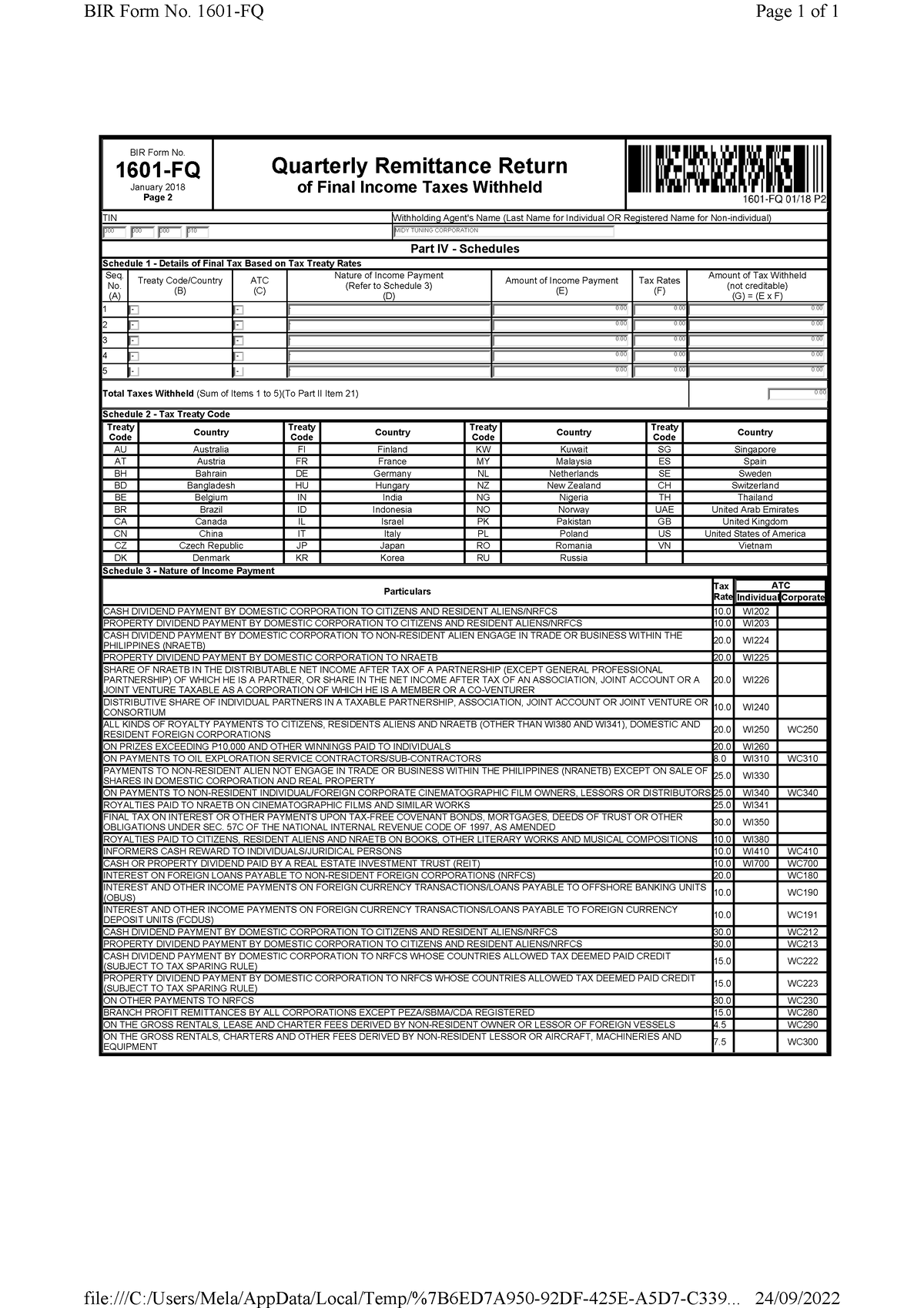 Bir Form 1601 E Withholding Tax Payments