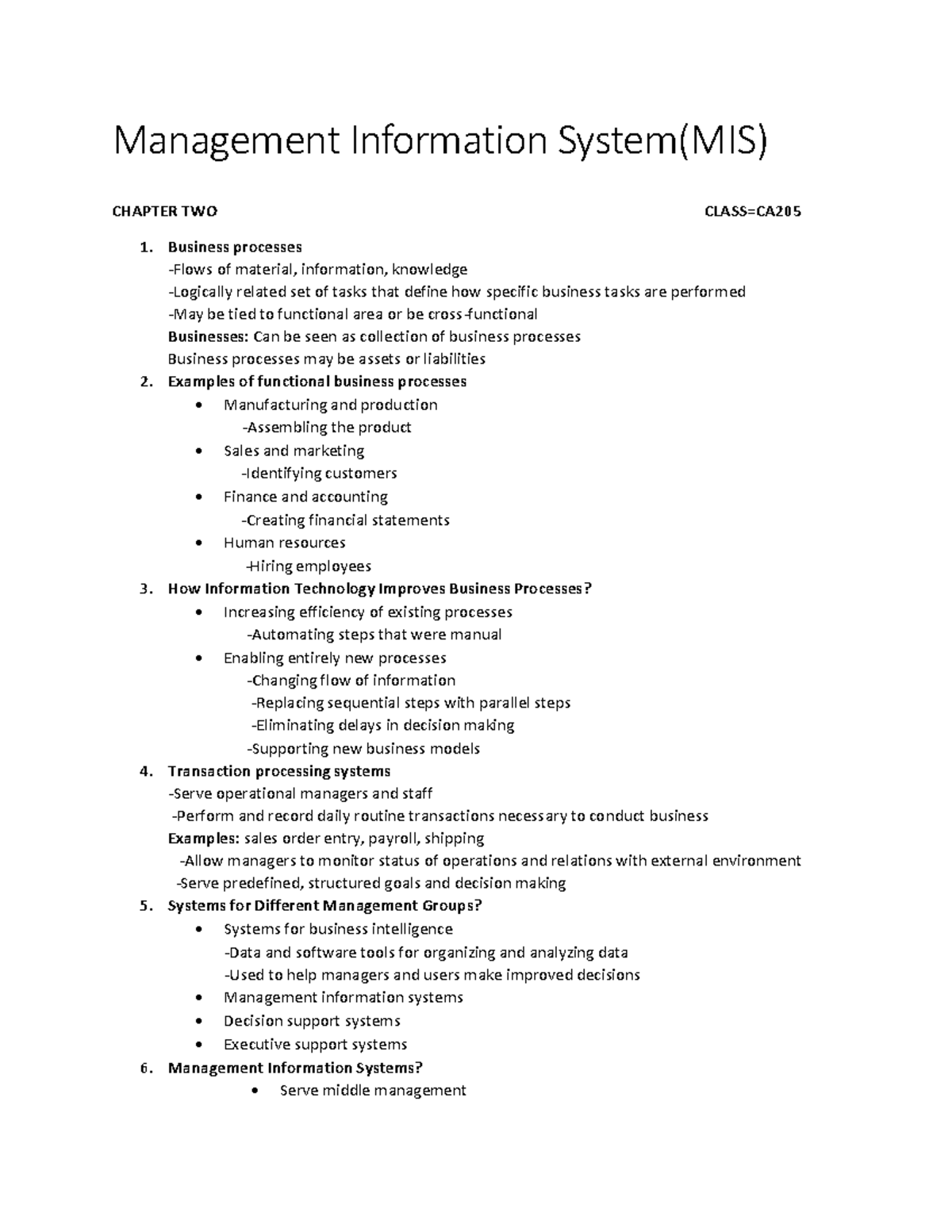 Questions And Answers Of Mis Chapter Two Management Information