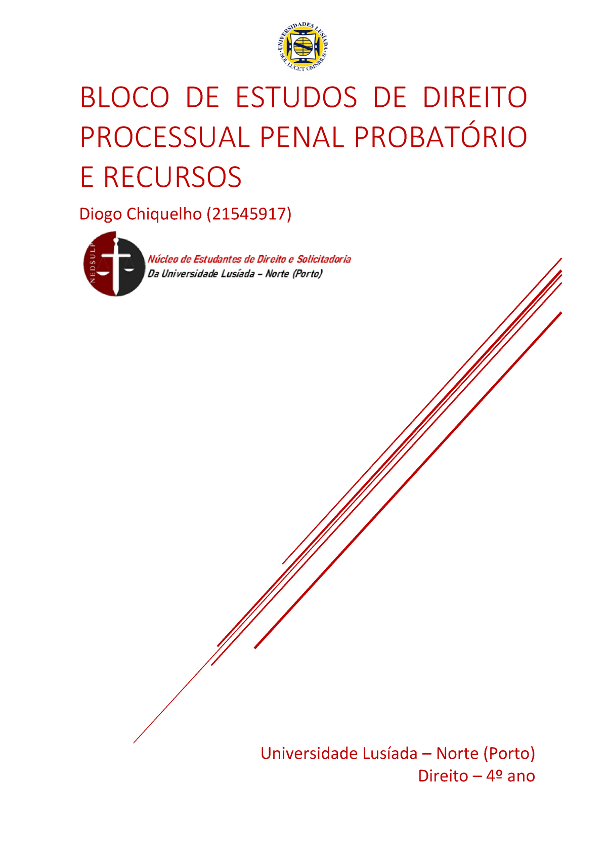 Bloco De Estudos De Direito Processual Penal Probatório E Recursos De