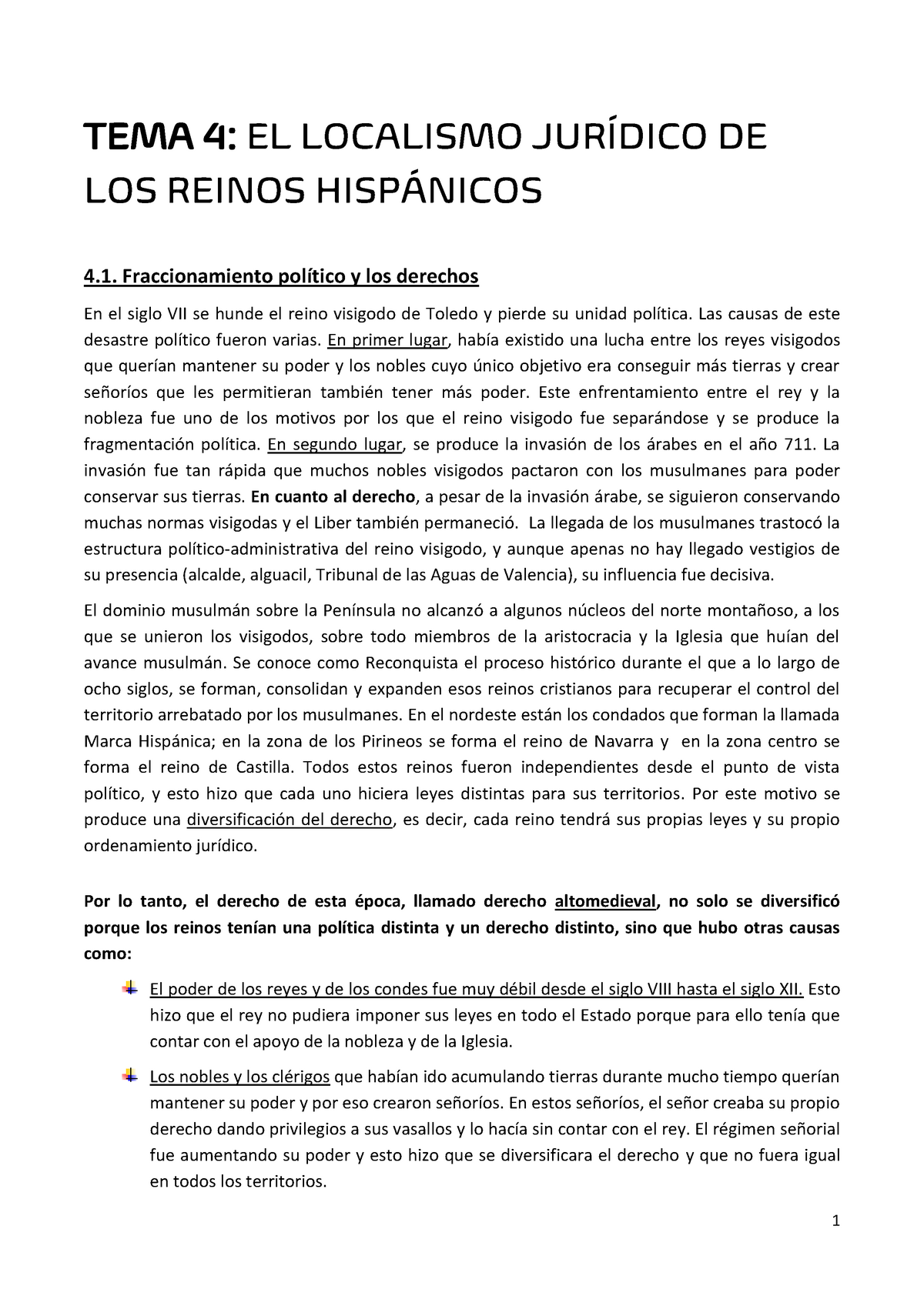 Apuntes Tema 4 Historia Del Derecho Tema 4 El Localismo JurÍdico De