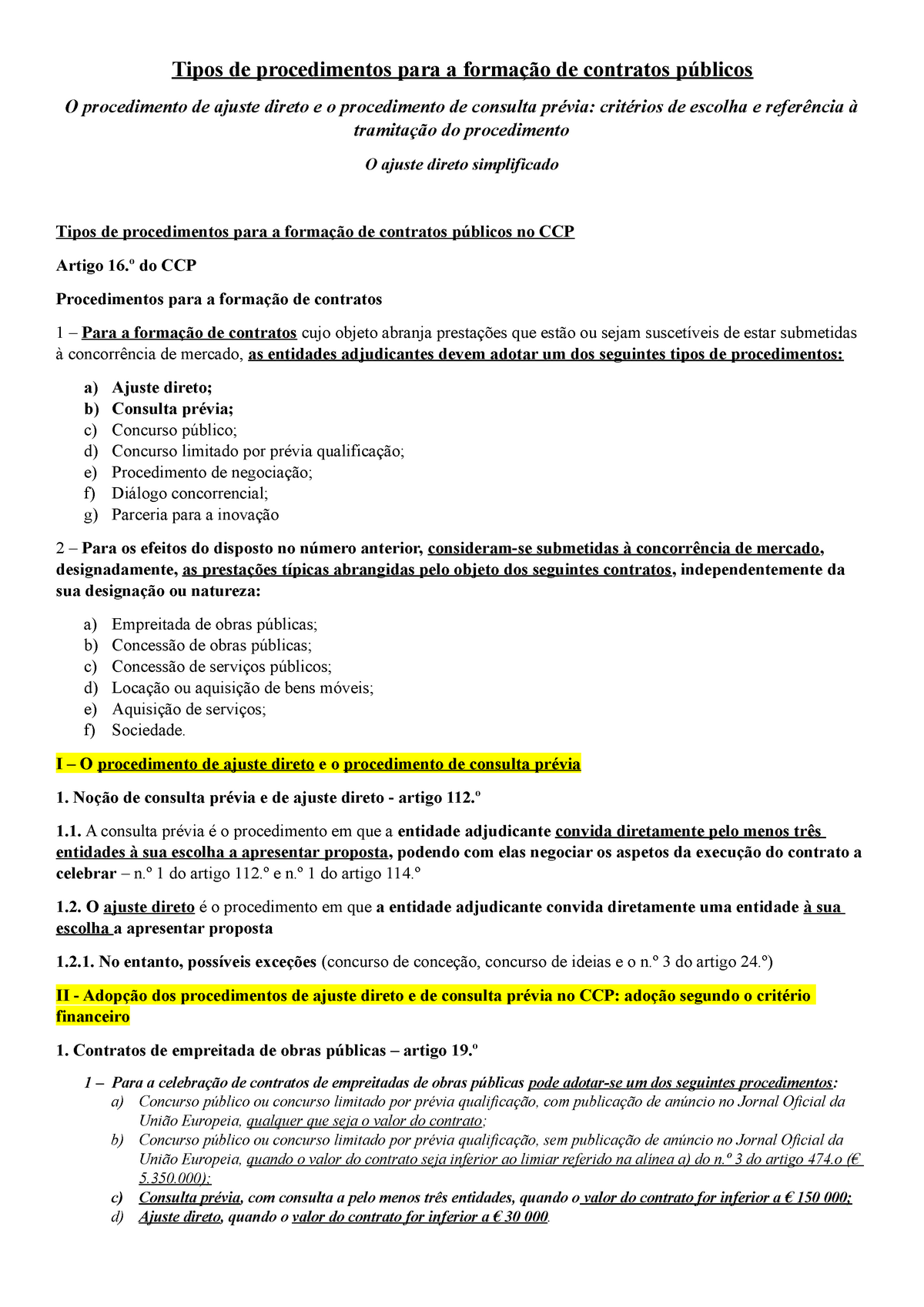 Tipos De Procedimentos Para A Formação De Contratos Públicos Tipos De