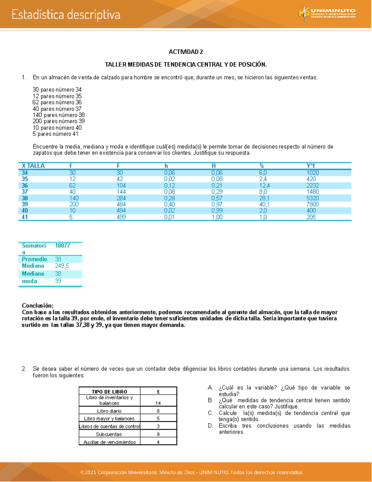 Uni2 Act2 Tal Sob Par Est Estadistica Descriptiva Uniminuto Studocu