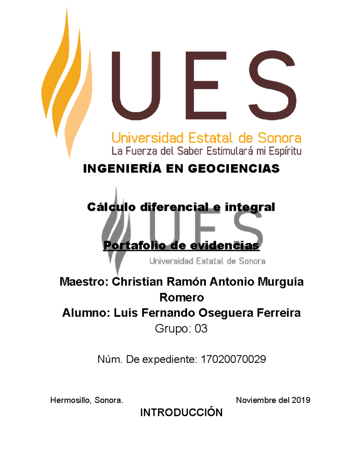 Portafolio De Evidencias IngenierÍa En Geociencias Cálculo