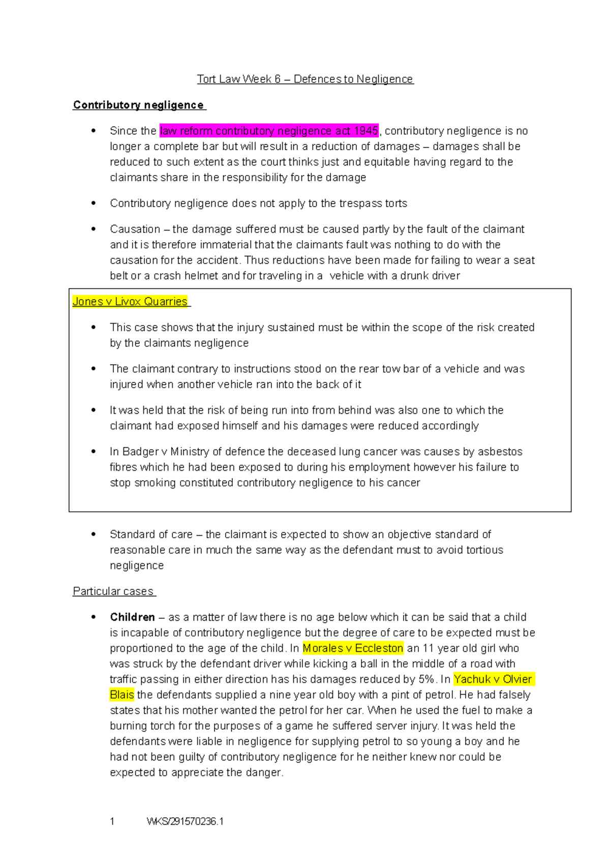 Tort Law Defences To Negligence Tort Law Week 6 Defences To