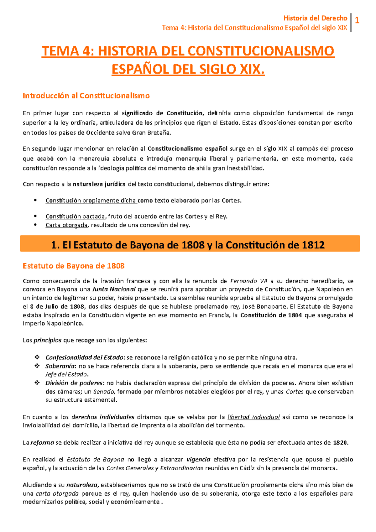 Tema 4 Muy Bien Tema 4 Historia Del Constitucionalismo Español Del