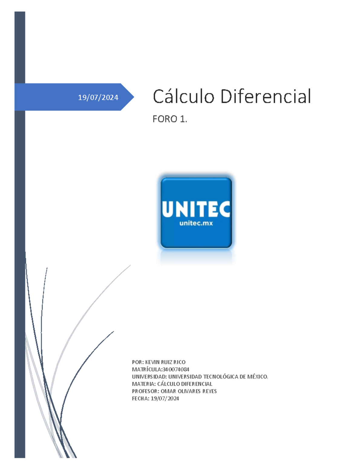 Cálculo Dif Foro1 Es Una Participación Por Parte De La Universidad