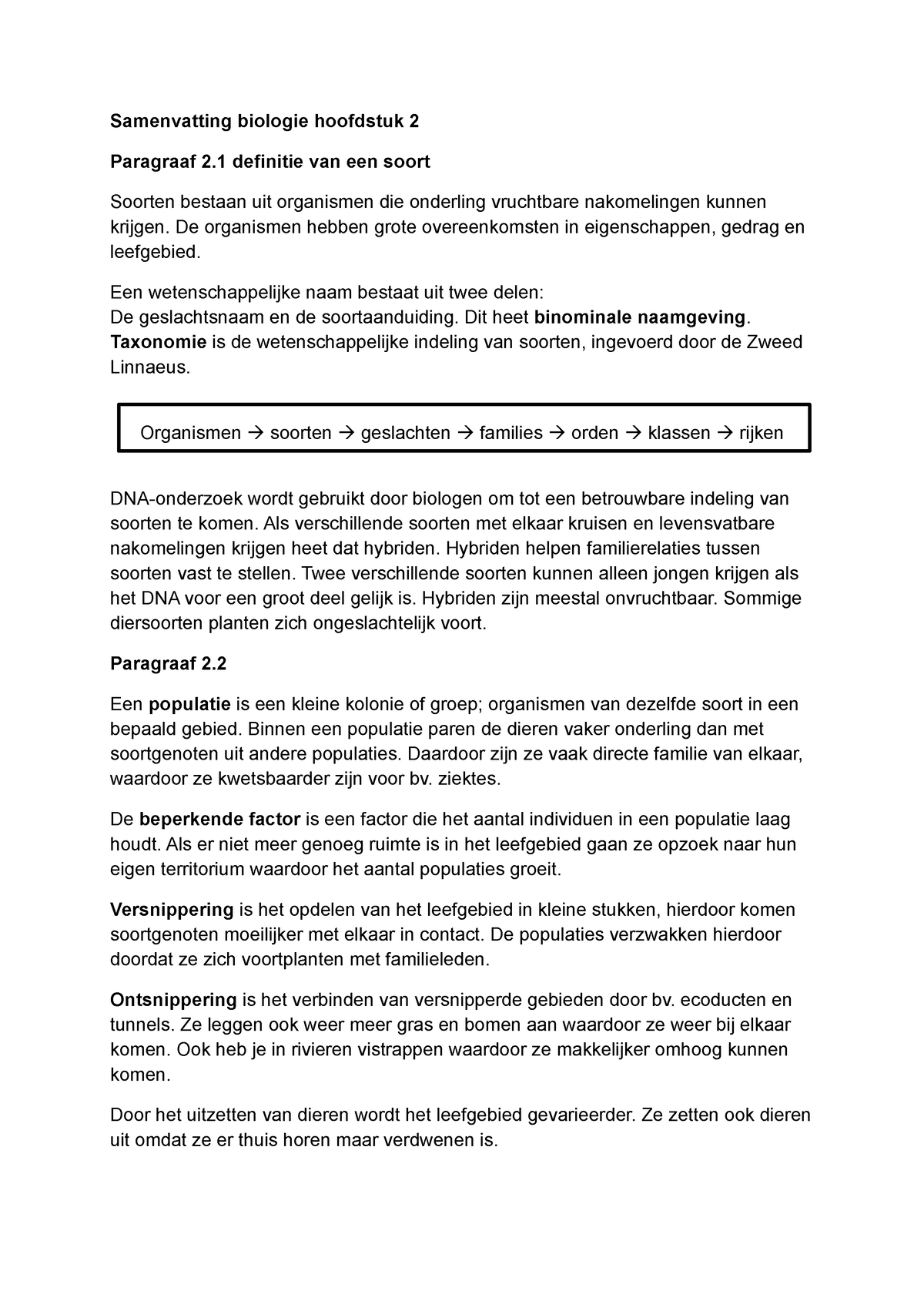 Bio Samenvatting H2 Samenvatting Biologie Hoofdstuk 2 Paragraaf 2