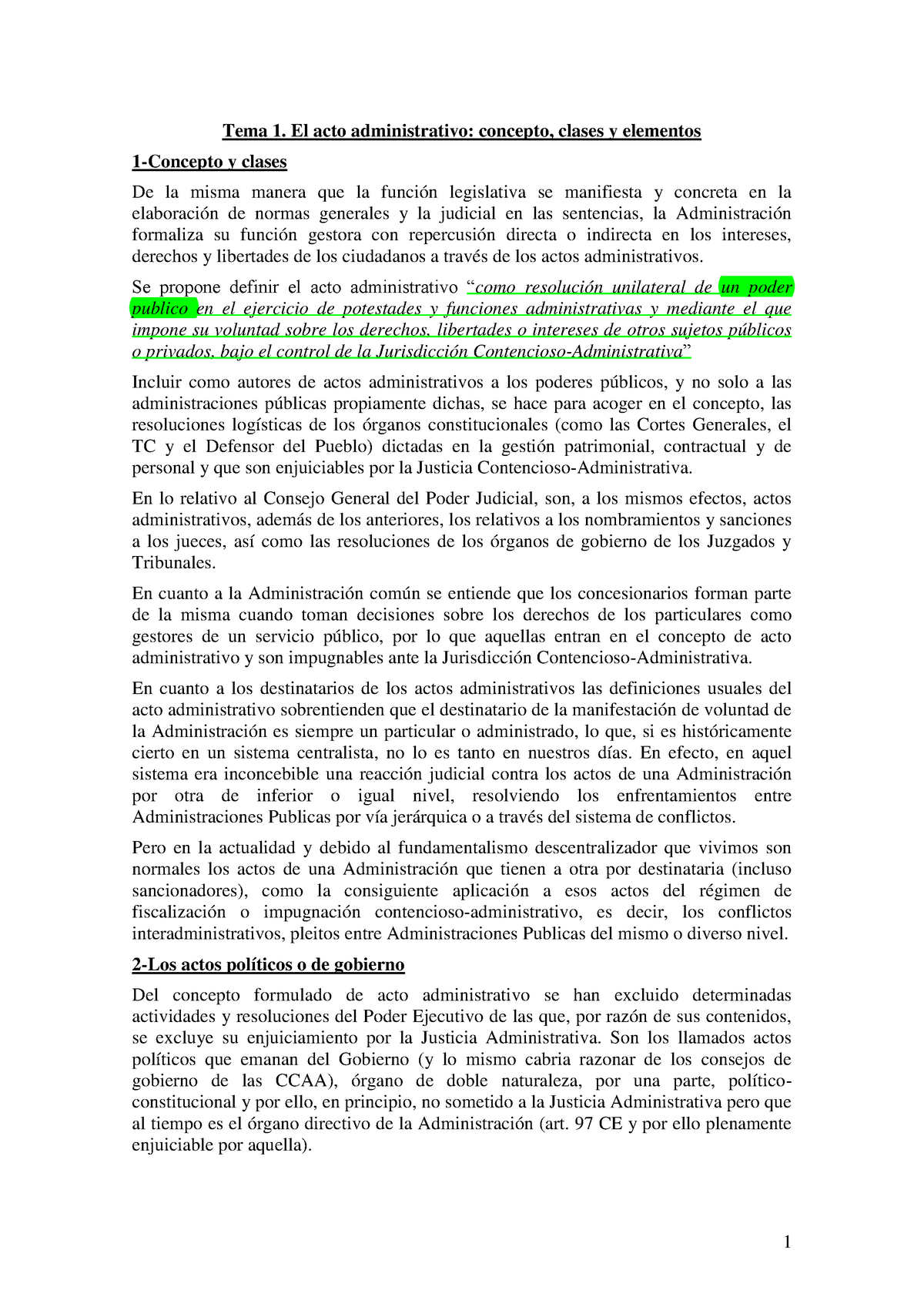 Derecho Administrativo 2 Tema 1 El Acto Administrativo Concepto