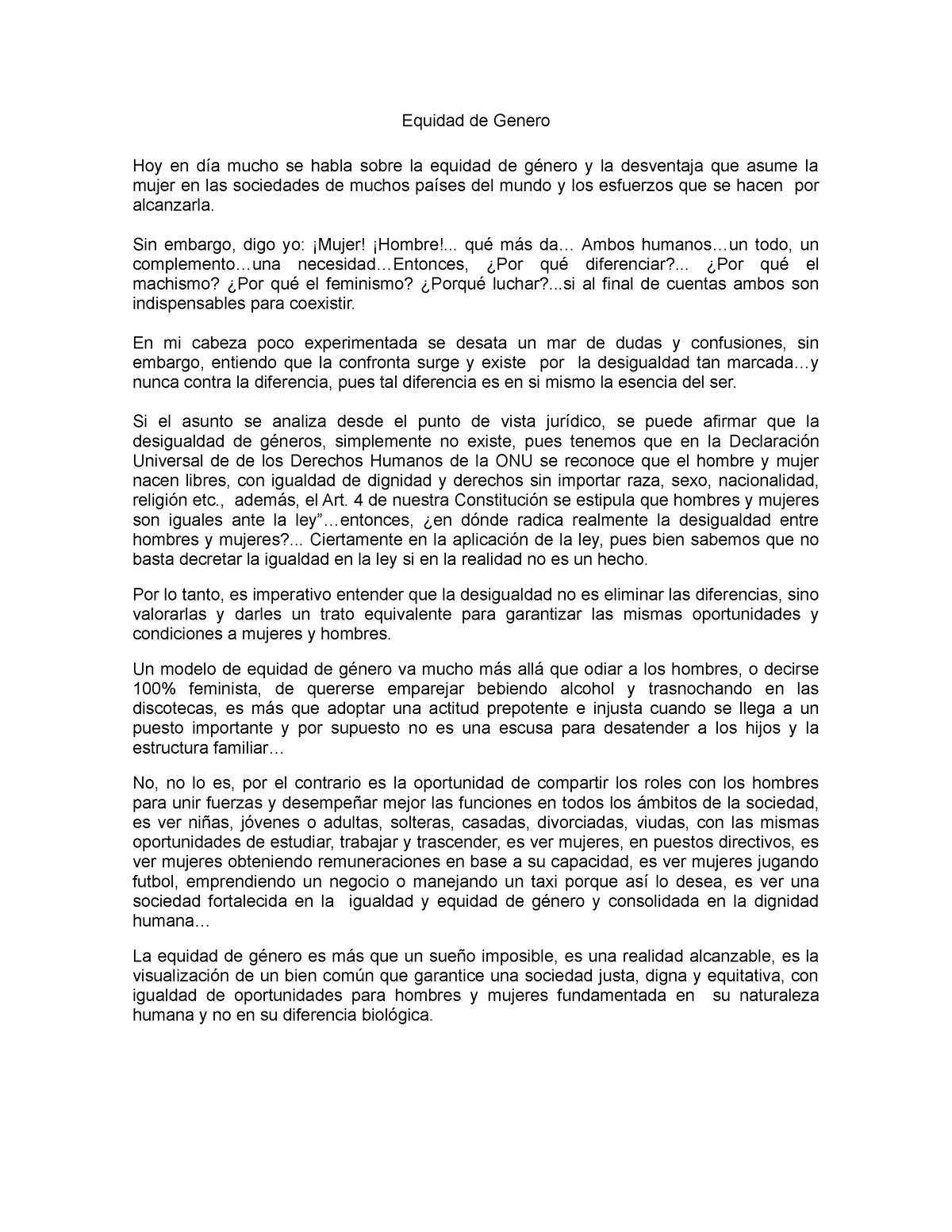 Equidad De Genero Oratoria Equidad De Genero Hoy En Día Mucho Se