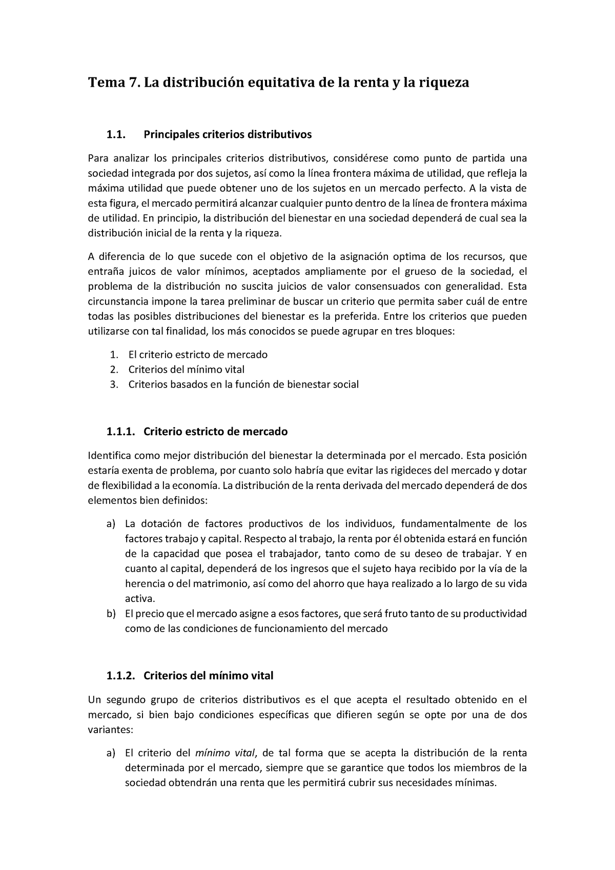 Tema 7 La Distribución Equitativa De La Renta Y La Riqueza Tema 7