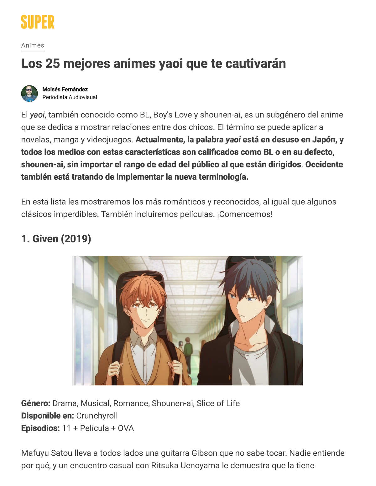 Los 25 Mejores Animes Yaoi Que Te Cautivarán Super Aficionados