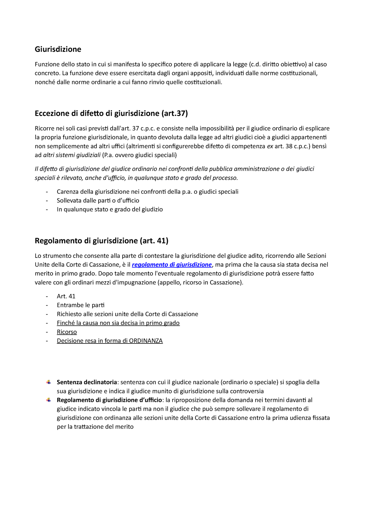 Procedura Civile Giurisdizione E Competenza Giurisdizione Funzione