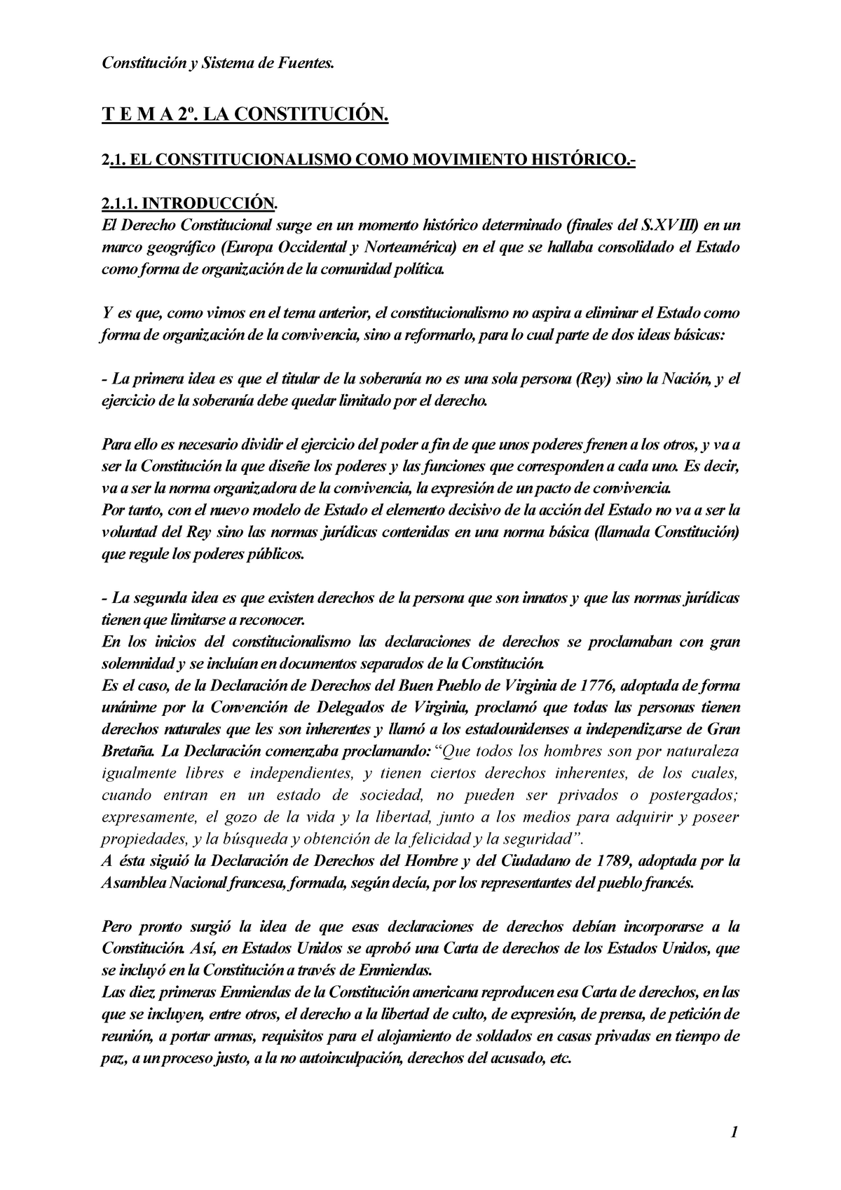 Tema 2 La ConstituciÓn Y Sistema De Fuentes T E M A La 2 El