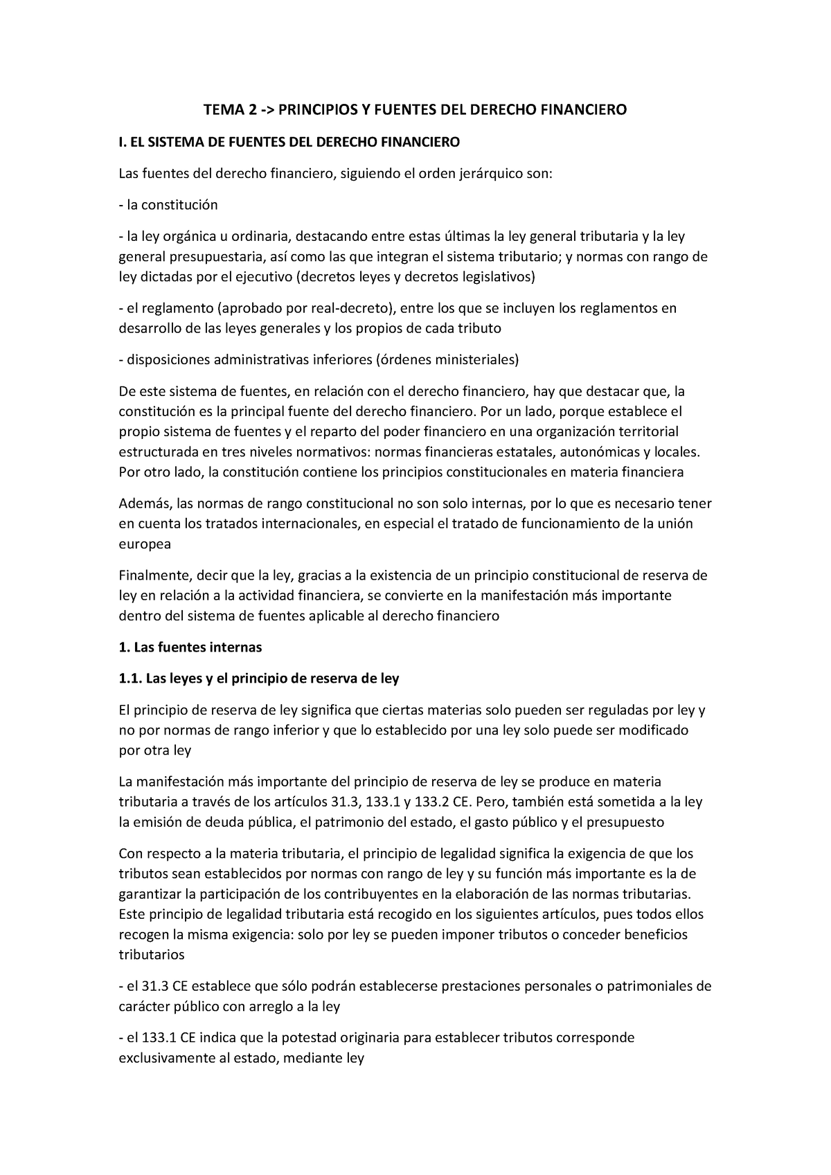 Tema 2 Principios Y Fuentes Del Derecho Financiero Tema 2