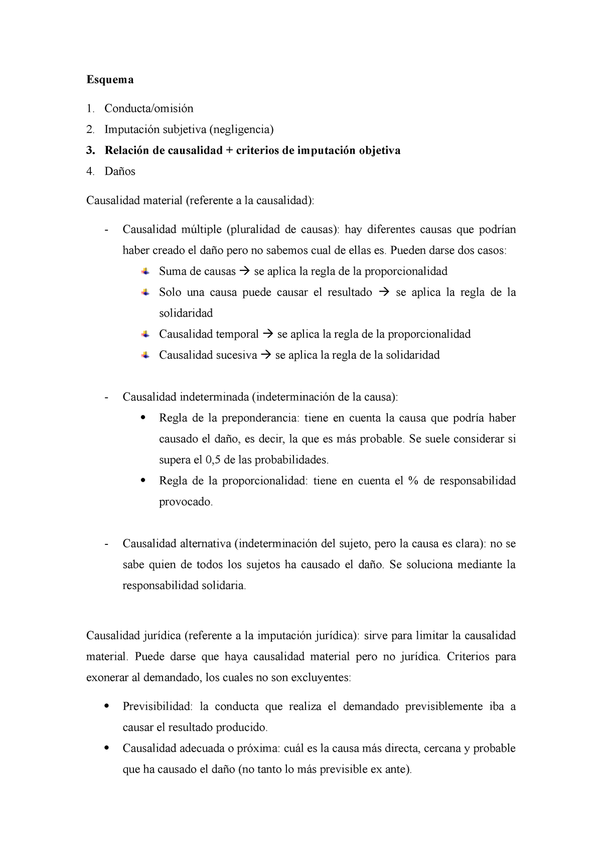 Relación De Causalidad E Imputación Subjetiva Esquema Conducta