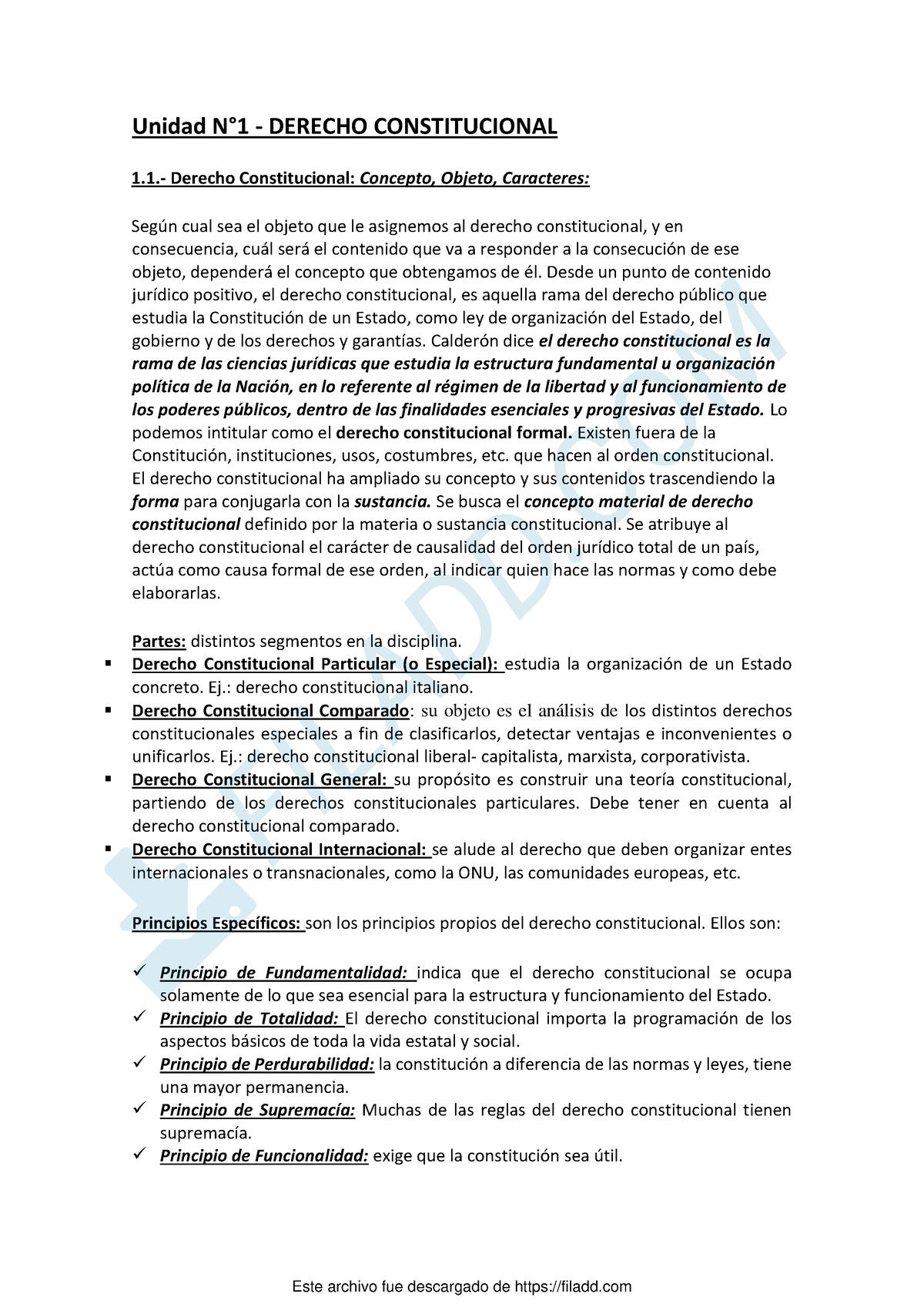 Resumen Parcial 1 Unidad N°1 Derecho Constitucional 1 Derecho