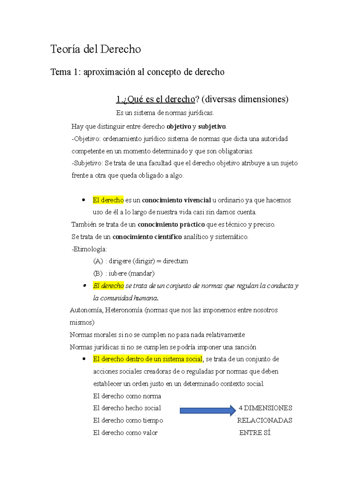 Teoría Del Derecho 1 Teoría Del Derecho Tema 1 Aproximación Al