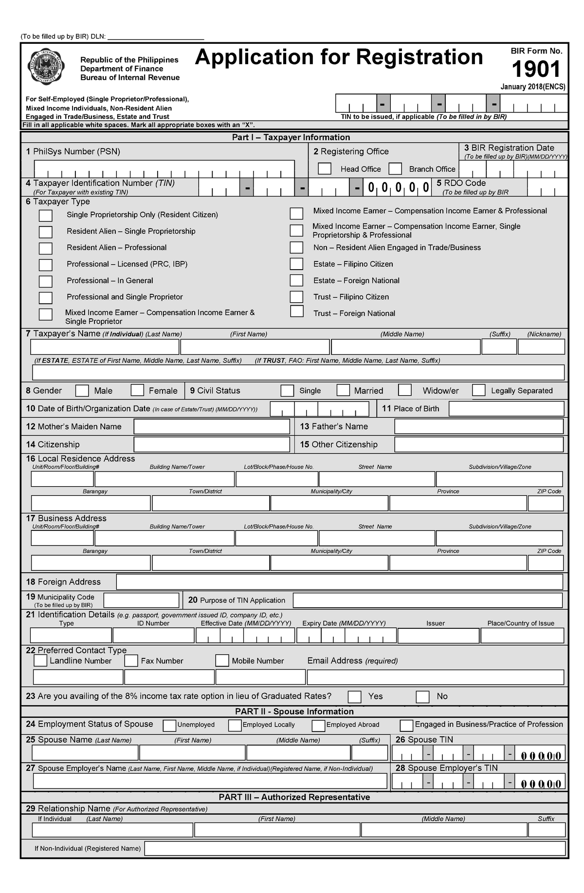 Bir Form Fill Online Printable Fillable Blank Pdffill