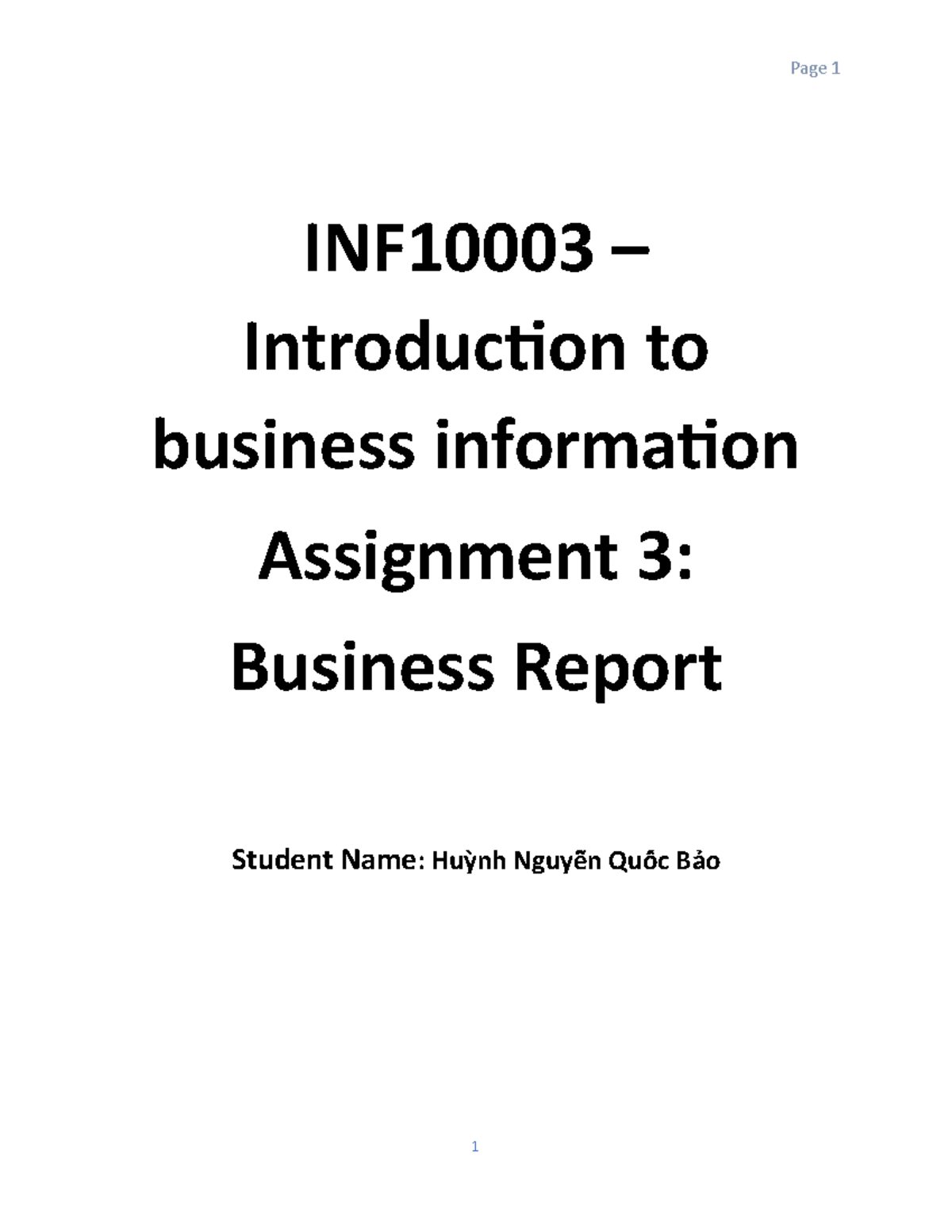 103804535 Business Report Assignment 3 Inf10003 Introduction To