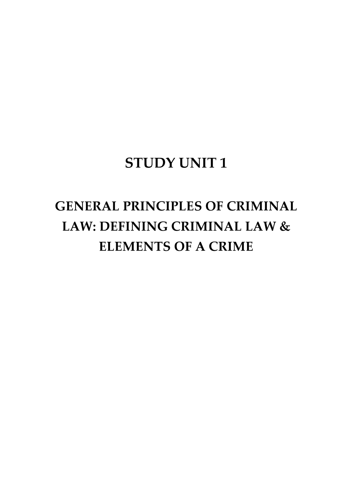 Law309 Jul2022 Study Unit 1 Study Unit 1 General Principles Of