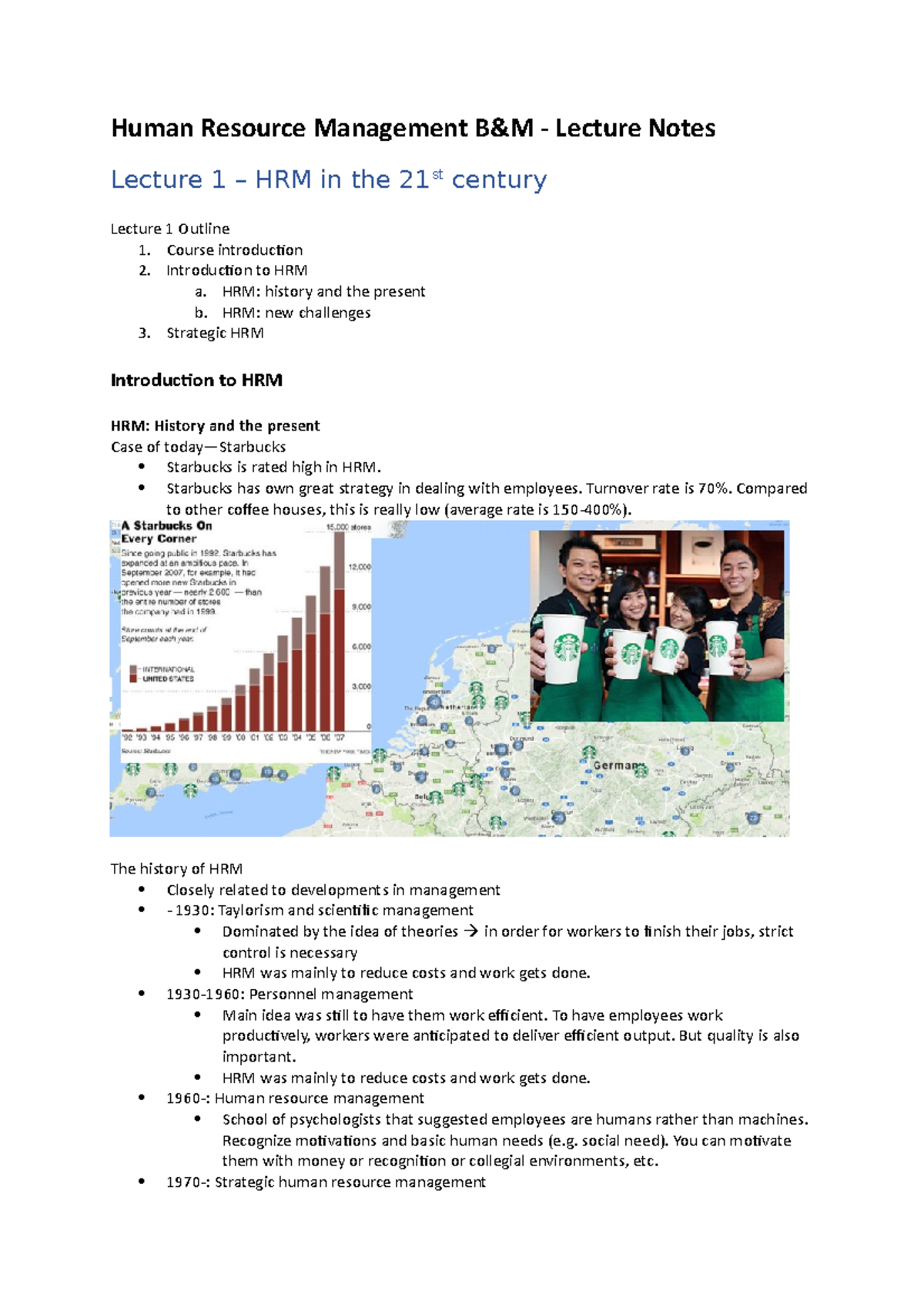 Lecture Notes Hrm Lecture 1 7 Human Resource Management Bandm Lecture