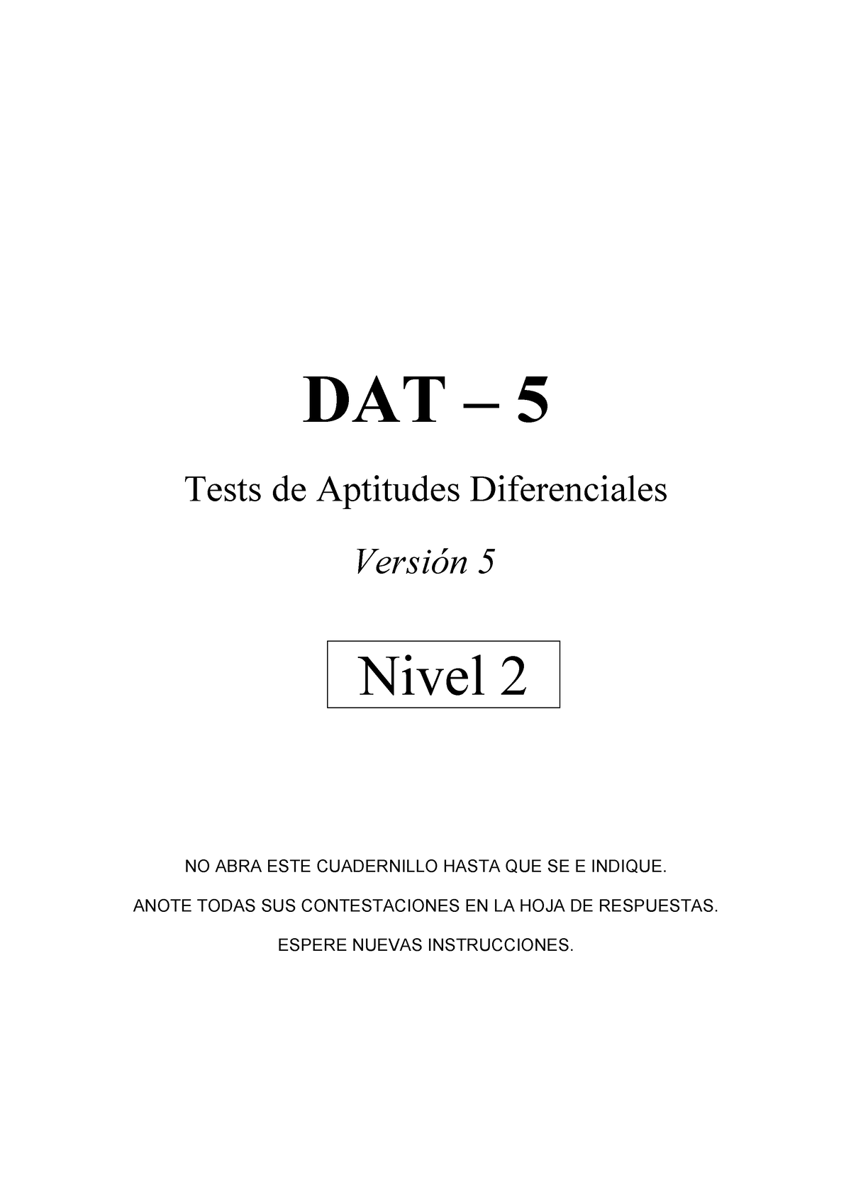 Dat 5 Resumen Del Test Dat 5 Tests De Aptitudes Diferenciales