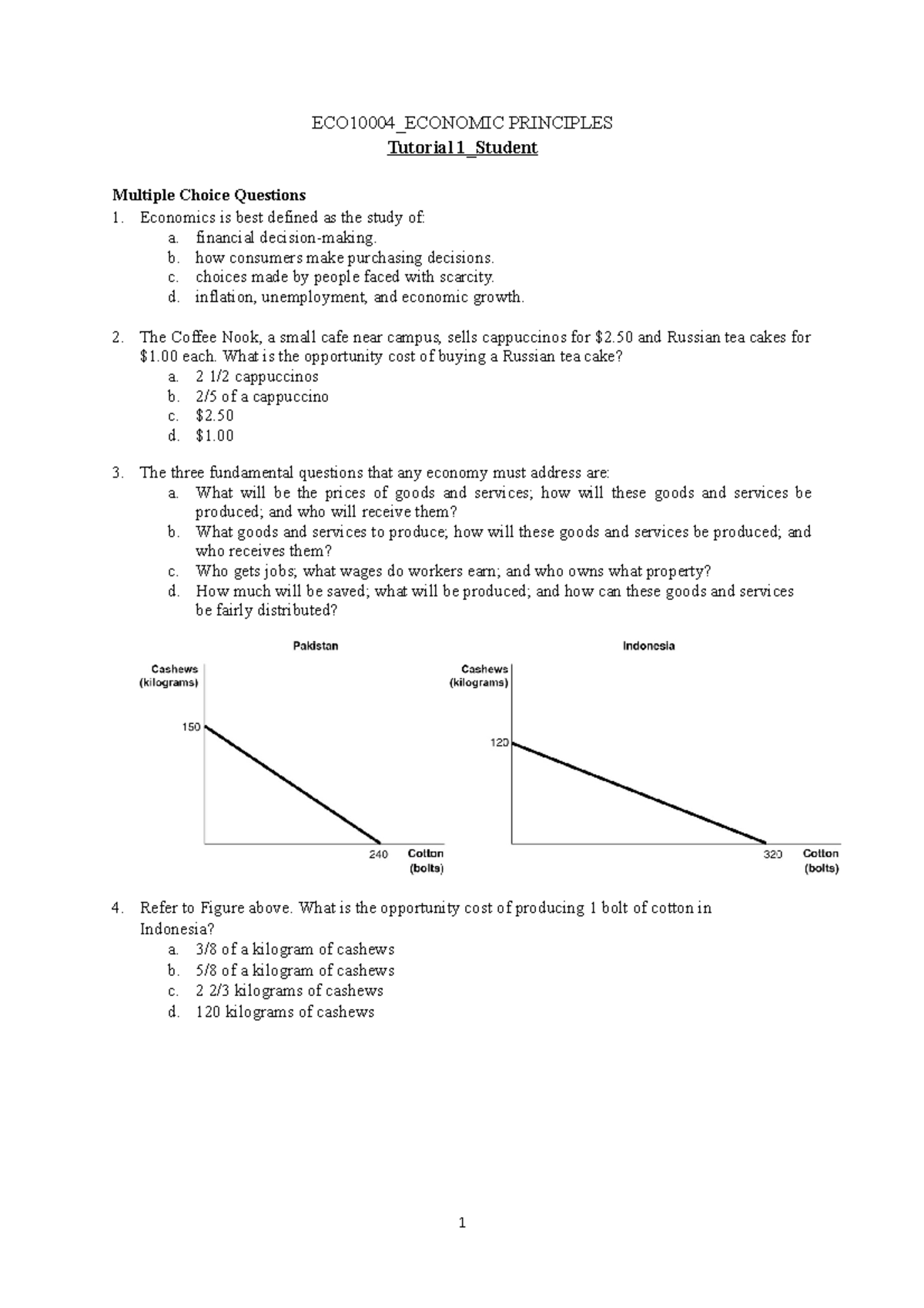 Tutorial 1 Stud Eco10004economic Principles Tutorial 1student