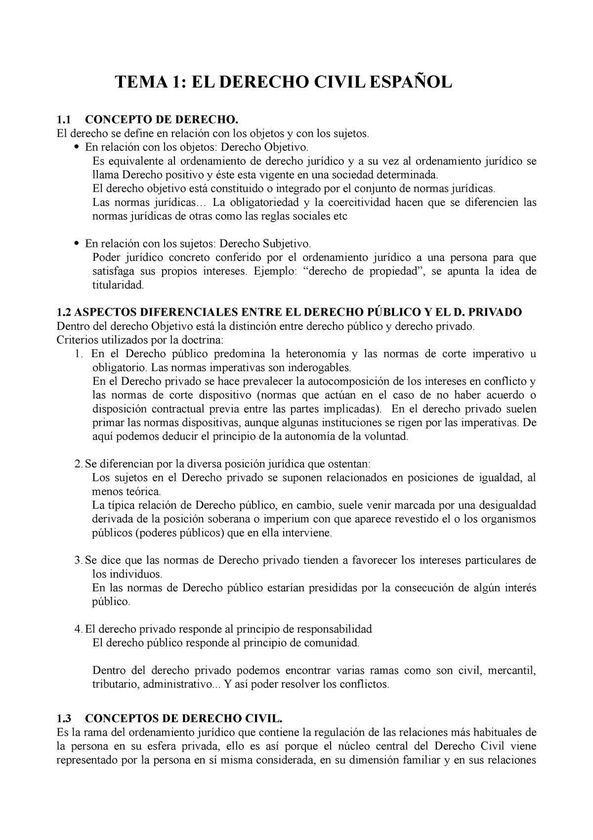 Tema 1 Por El Manual Apuntes 1 Tema 1 El Derecho Civil EspaÑol 1