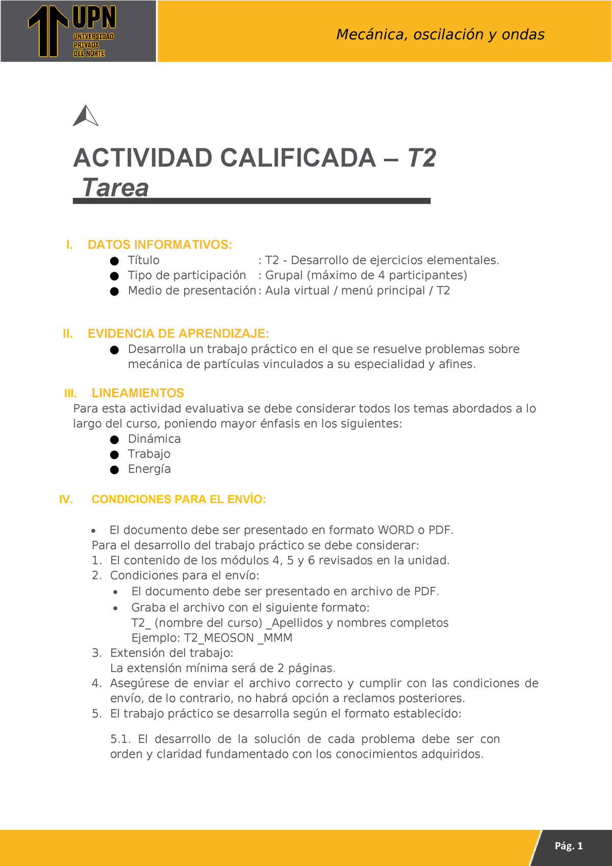 Fisi1204 Pdf De Temas Actividad Calificada T Tarea I Datos