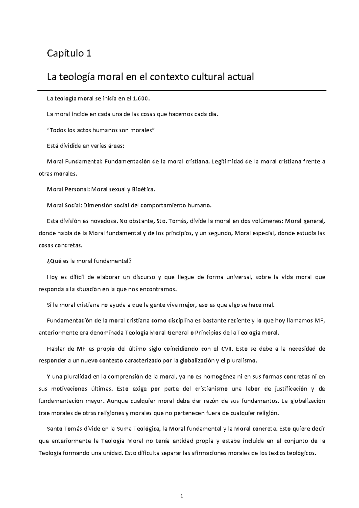 Moral Fundamental Apuntes Capítulo 1 La Teología Moral En El