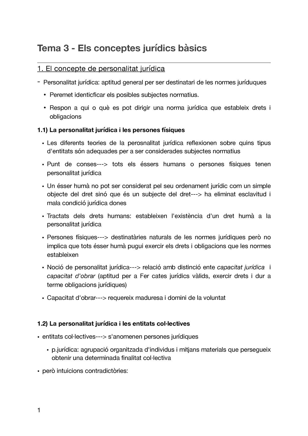 Apunts Teoria Del Dret Tema 3 Els Conceptes Jurídics Bàsics 1 El