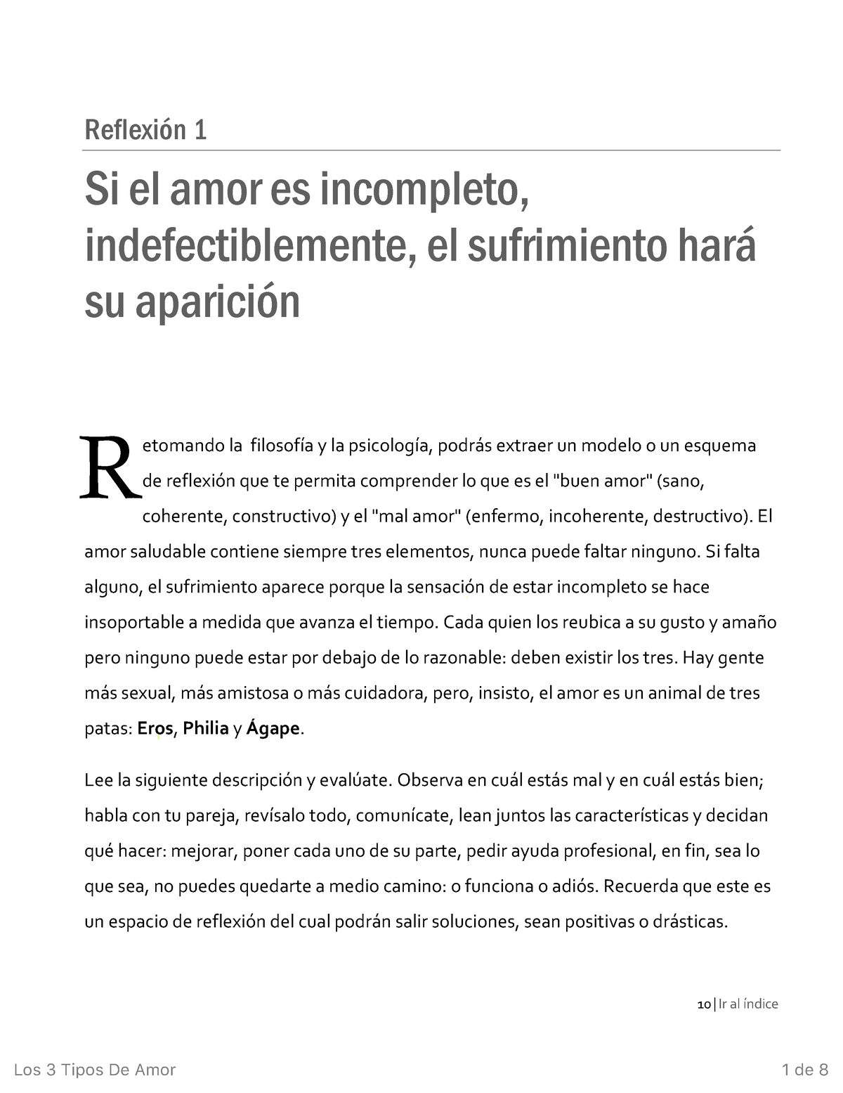 Los 3 Tipos De Amor 10 │ir Al índice Reflexión 1 Si El Amor Es