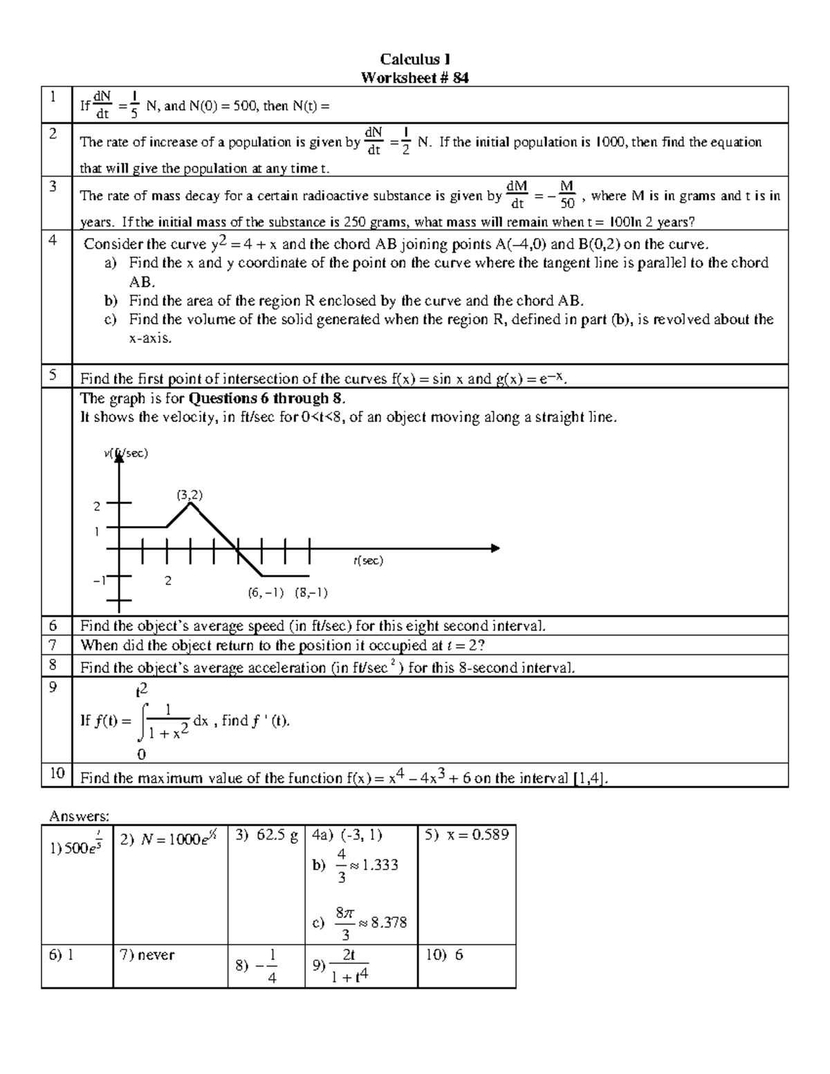 Ab Ws 084 Exp Growth Dr Myers Calculus Study Worksheet With Answer