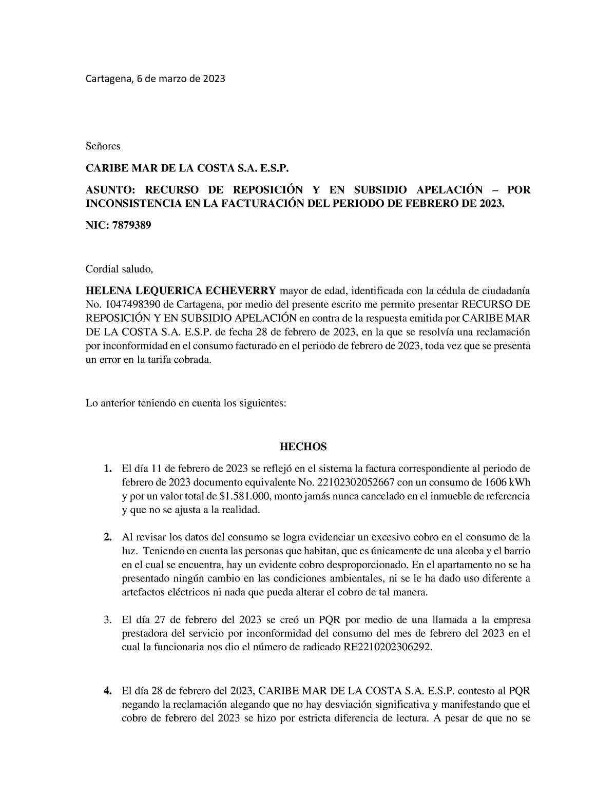 Recurso De Reposicion En Subsidio De Apelacion Apt 1503 Mes Febrero