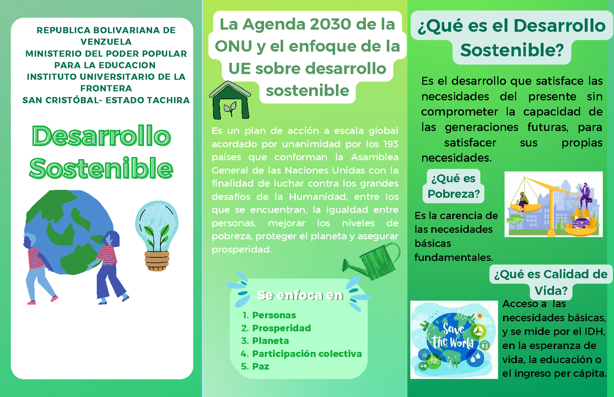 Folleto Desarrollo Sostenible La Agenda 2030 De La Onu Y El Enfoque