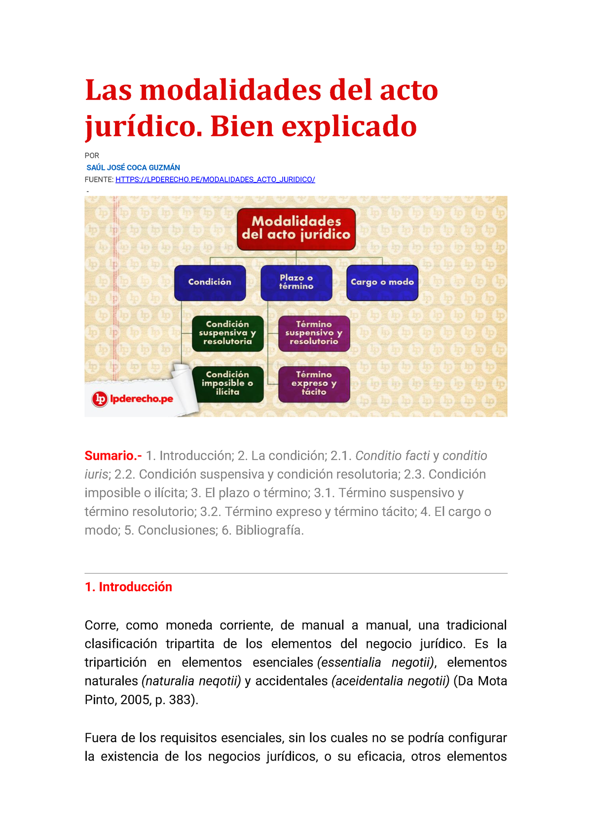 Las Modalidades Del Acto Jurídico Bien Explicado Por SaÚl JosÉ Coca