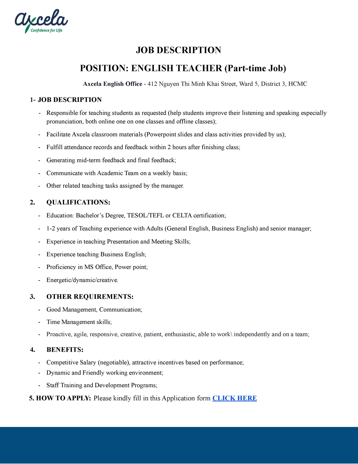 Job Description English Teacher Job Description Position English