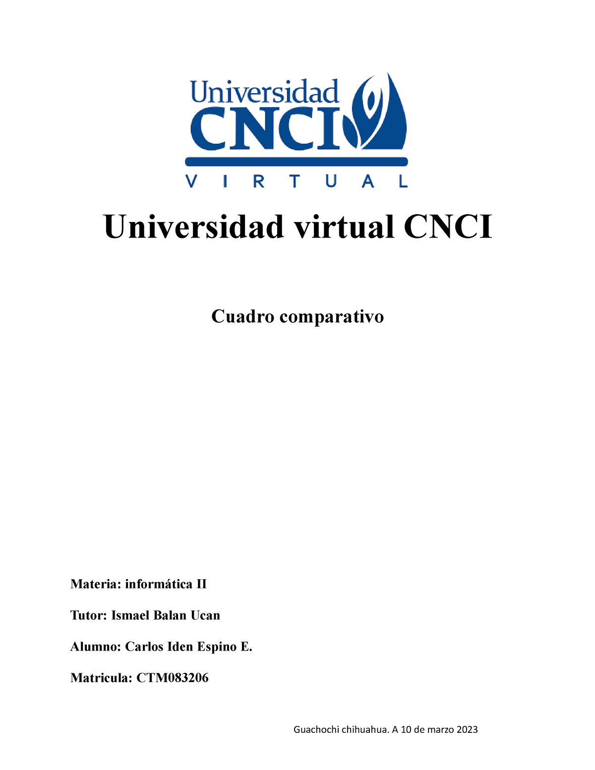 Cuadro Compoarativo Cnci Universidad Virtual Cnci Cuadro