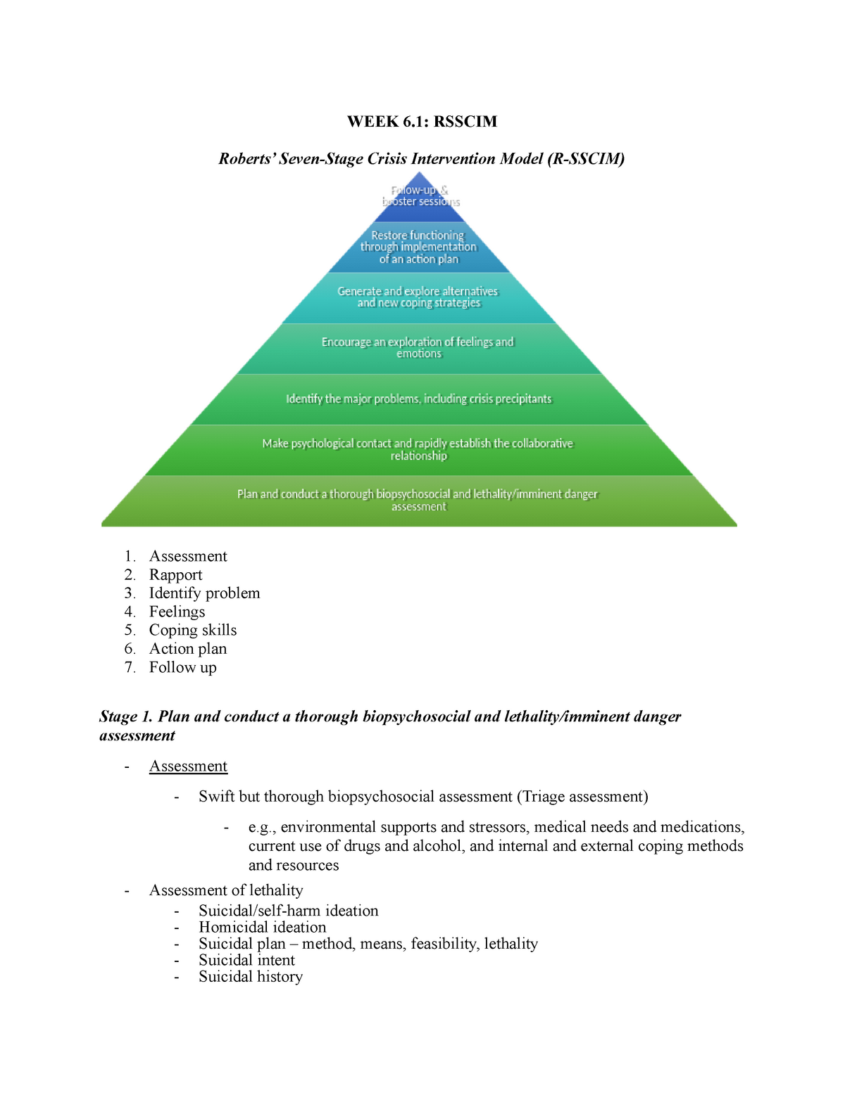 Cou300 Week 6 Rsscism Notes Week 6 Rsscim Roberts Seven Stage