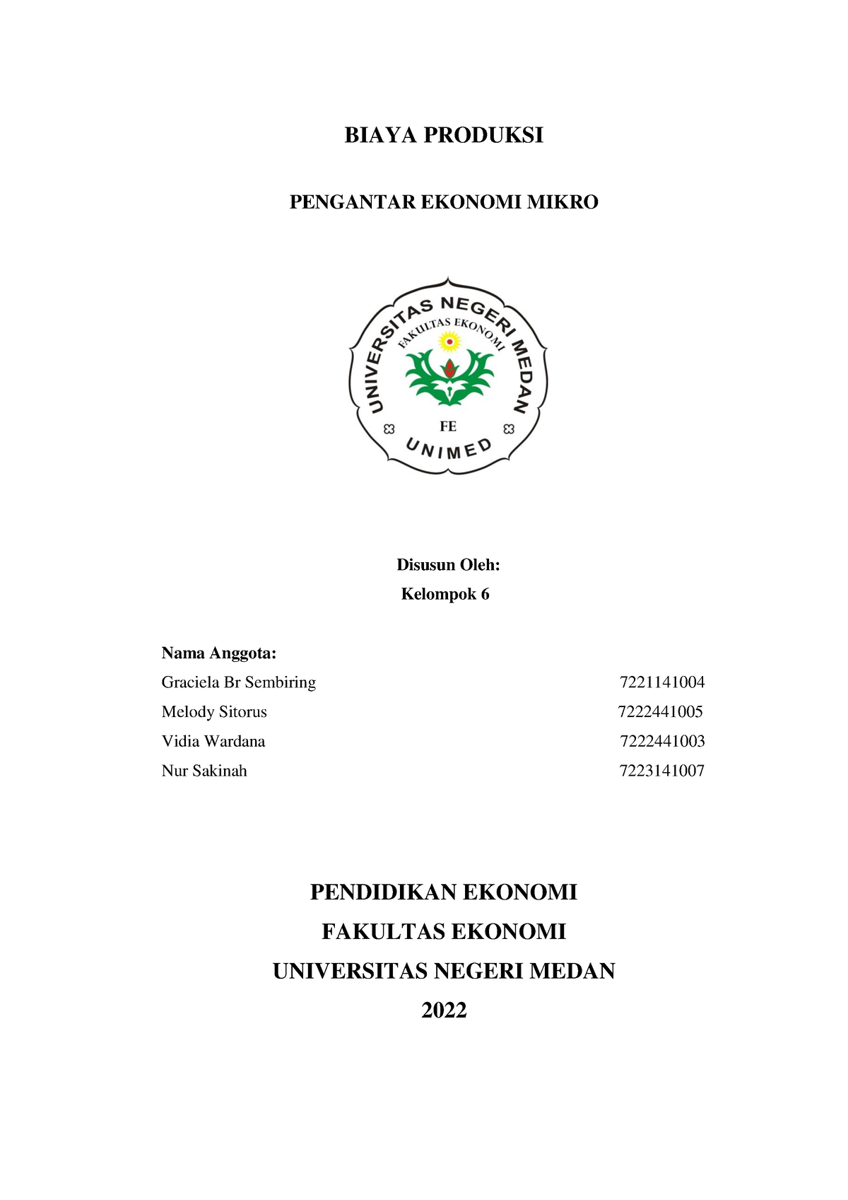 Makalah Biaya Produksi Biaya Produksi Pengantar Ekonomi Mikro Disusun