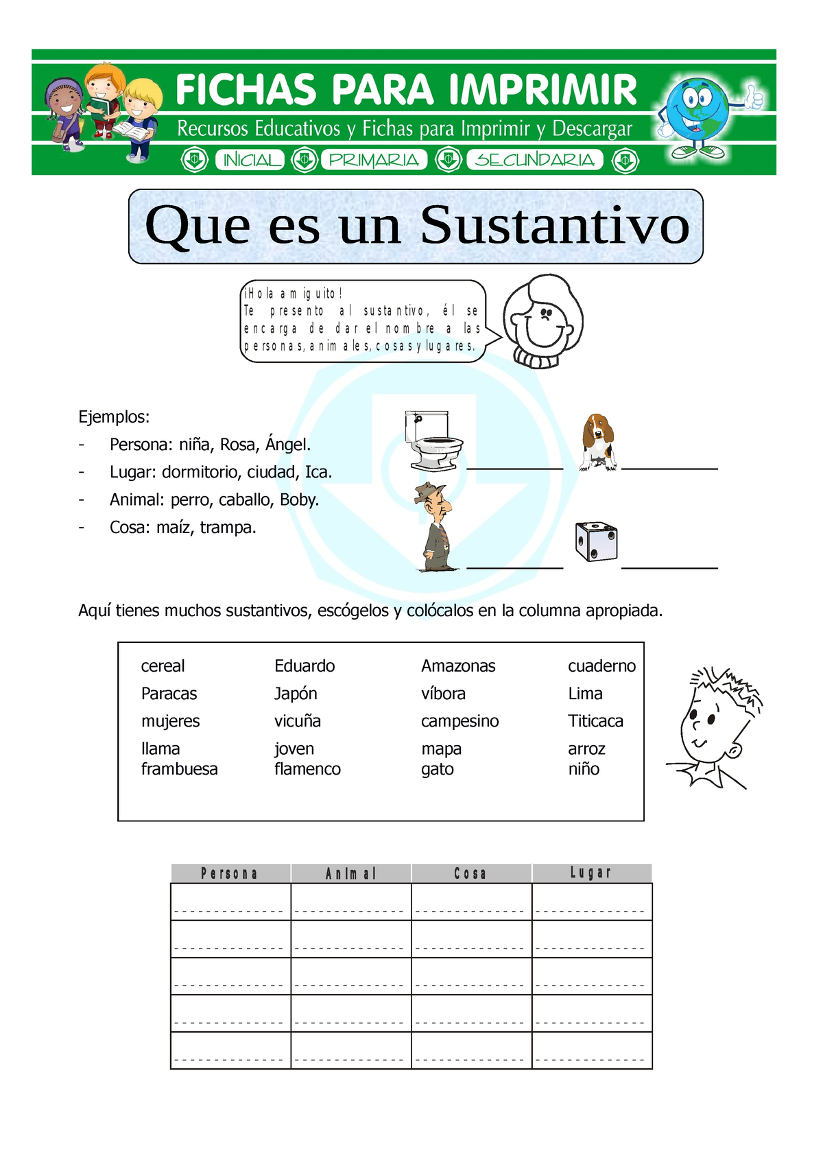 Ficha De Que Es Un Sustantivo Para Tercero De Primaria Tercero De