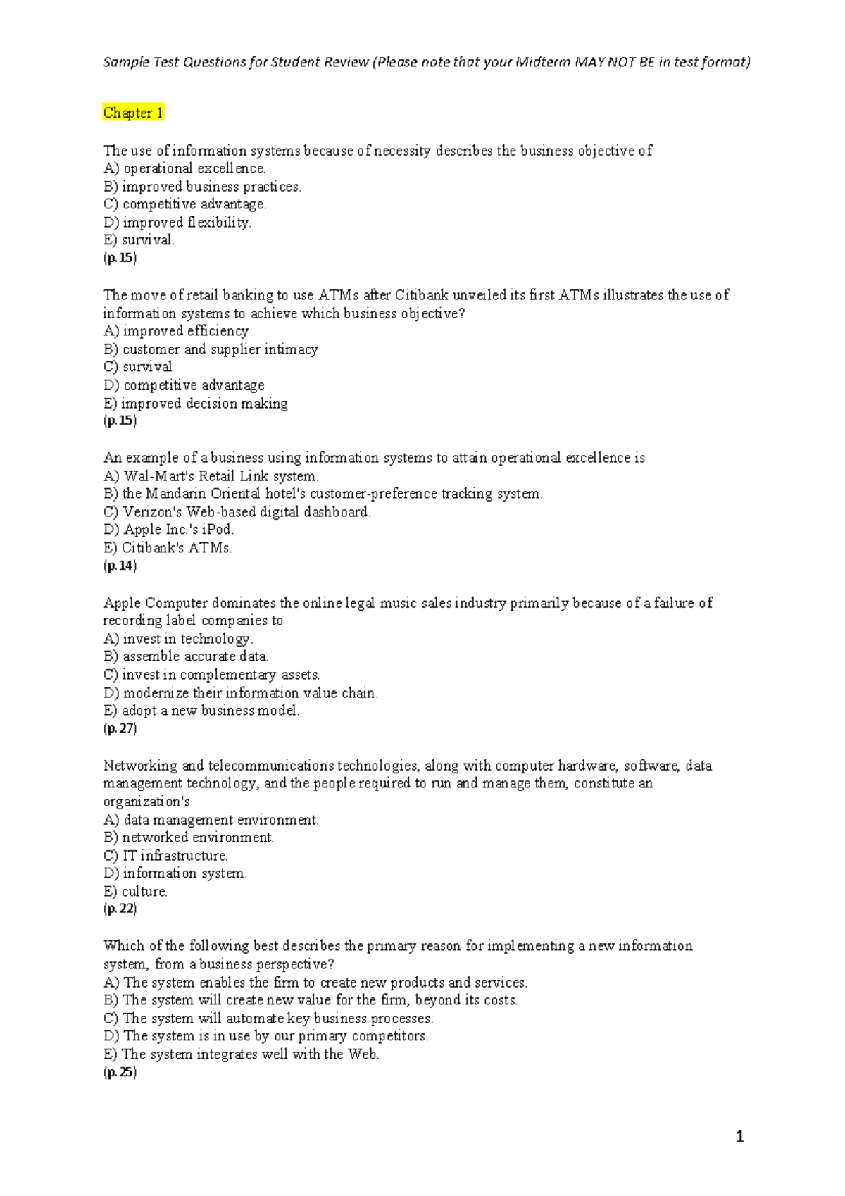 Sample Test Questions For Midterm Review Chapter 1 The Use Of