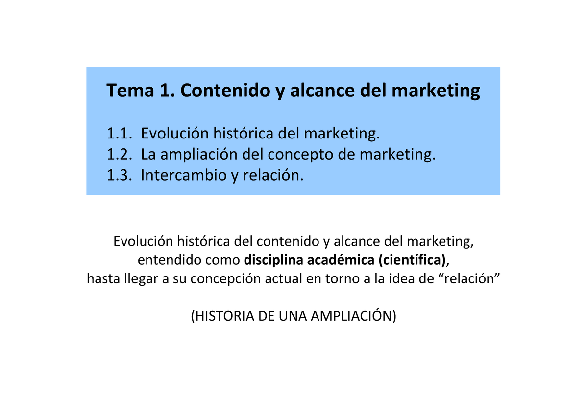 Tema 1 Contenido Y Alcance Del Marketing Tema 1 Contenido Y Alcance
