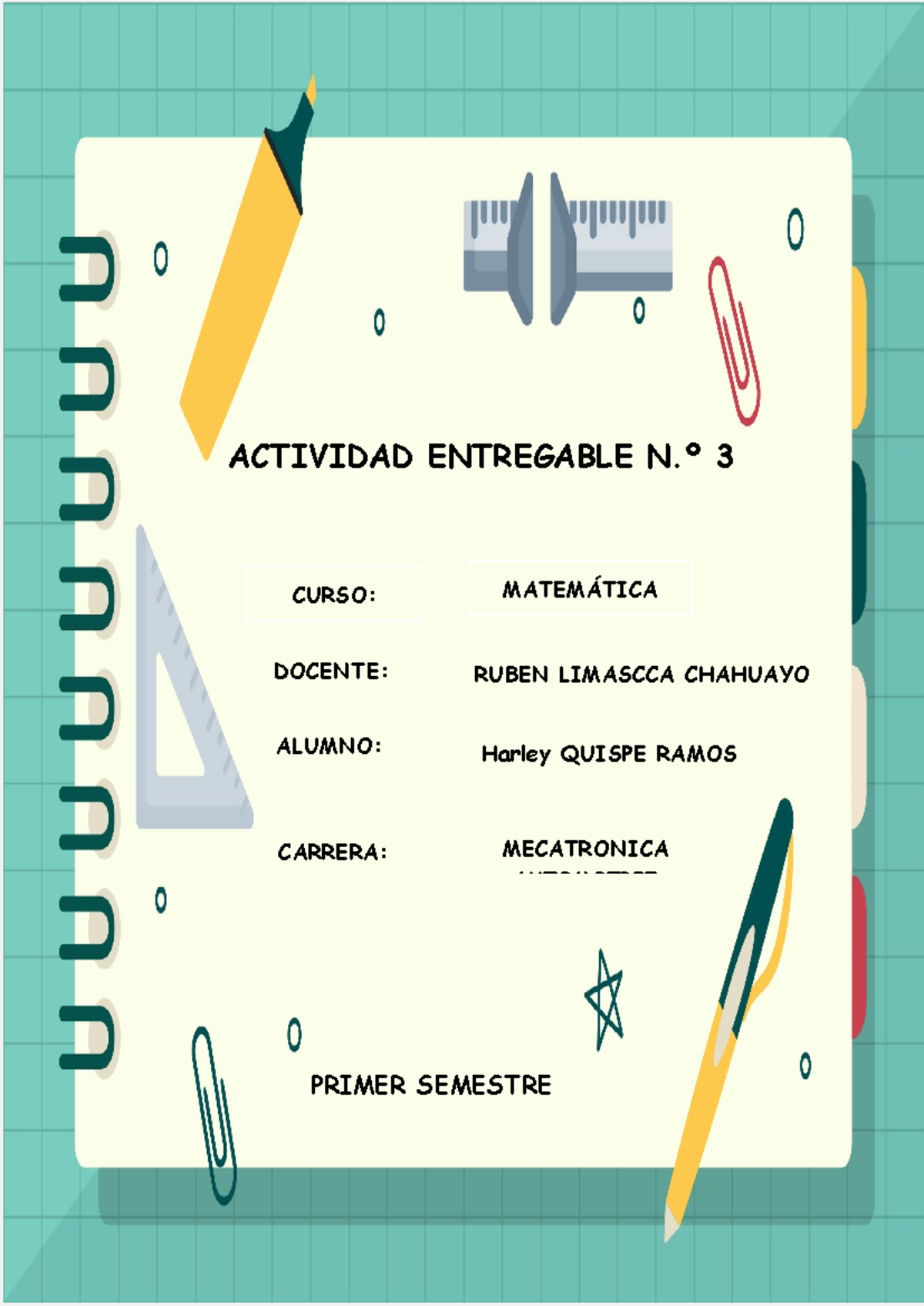 Entregable 3 De Matematica Resuelto Mecatronica Automotriz Primer