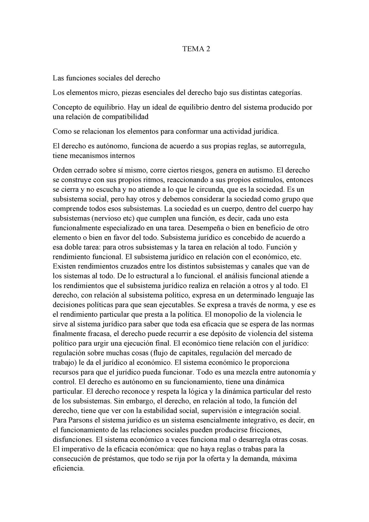 Teoría Del Derecho Tema 2 Tema 2 Las Funciones Sociales Del Derecho