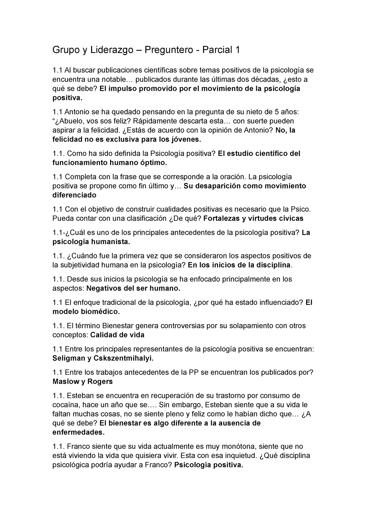 Preguntero Parcial 1 Grupo Y Liderazgo Preguntero Parcial 1