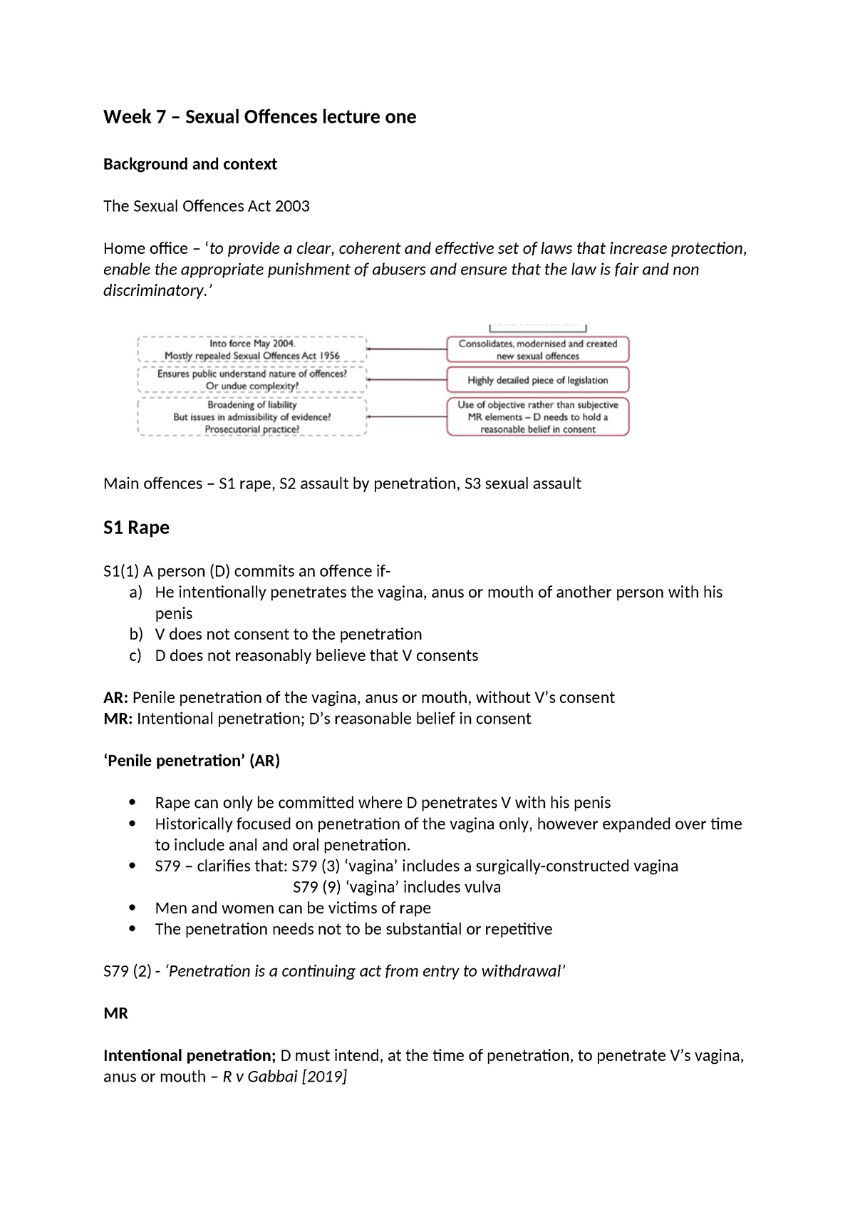 Week 7 Sexual Offences Week 7 Sexual Offences Lecture One