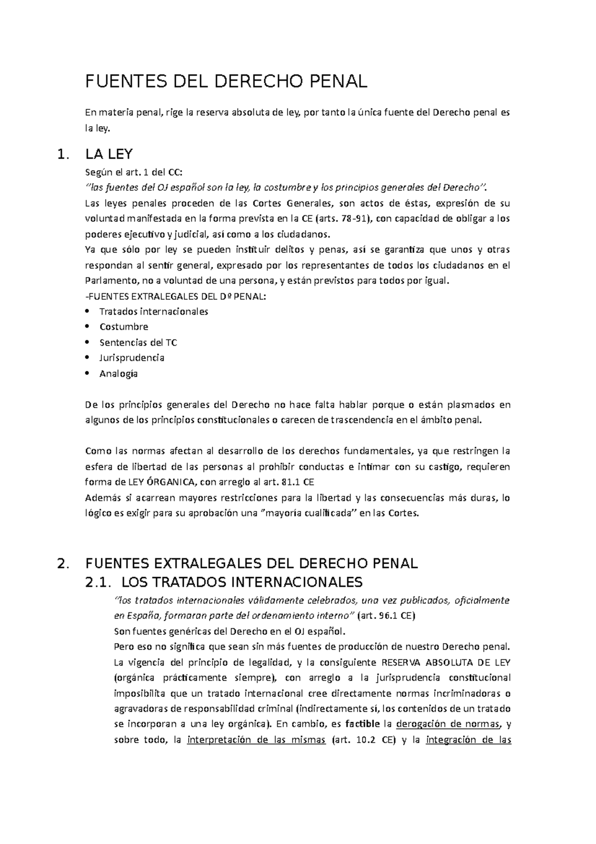 Tema 2 Fuentes Del Derecho Penal Fuentes Del Derecho Penal En