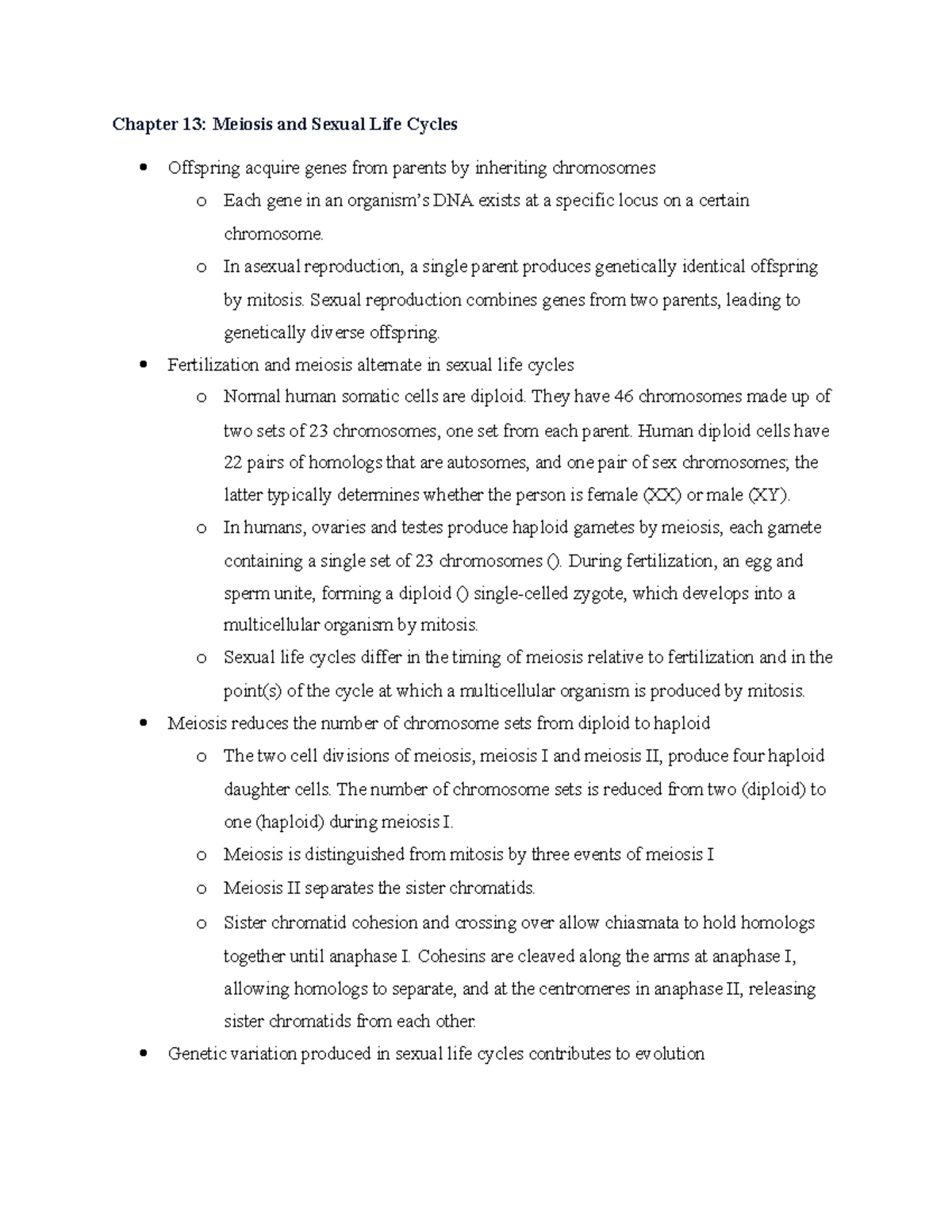 Biology Chapter 13 Chapter 13 Meiosis And Sexual Life Cycles