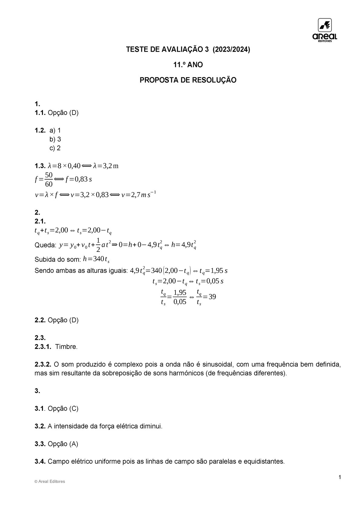 Areal Resolução Teste Físico Química Jan2024 Teste De AvaliaÇÃo 3